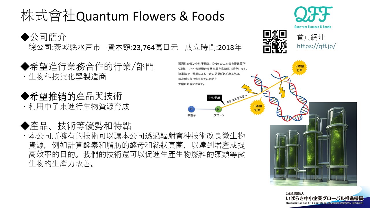 進口代理—日本茨城—「株式會社Quantum Flowers & Foods」利用中子束進行生物資源育成|IEAT全球貿易商機 - 台北市 ...